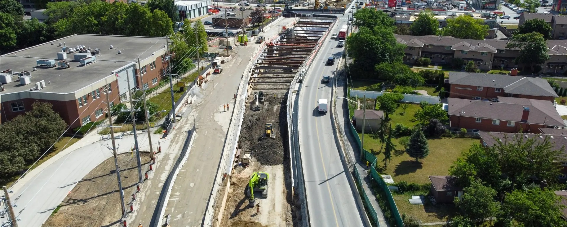 Drone videos show latest construction on Finch West LRT project