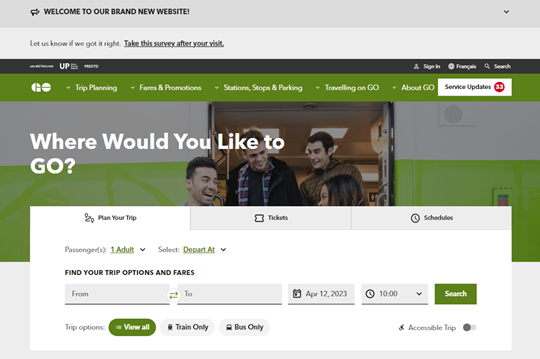 Introducing the newly enhanced GO Transit website